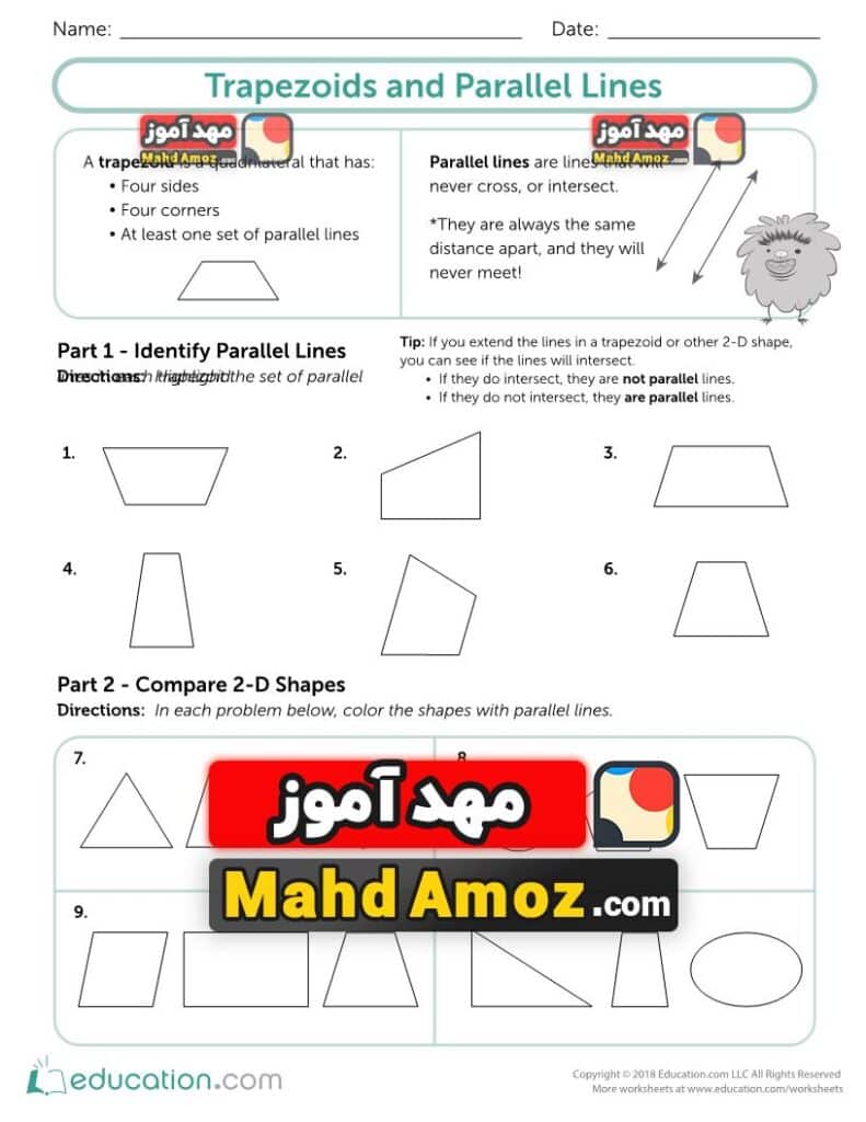 کاربرگ Trapezoids and Parallel Lines — مهدآموز